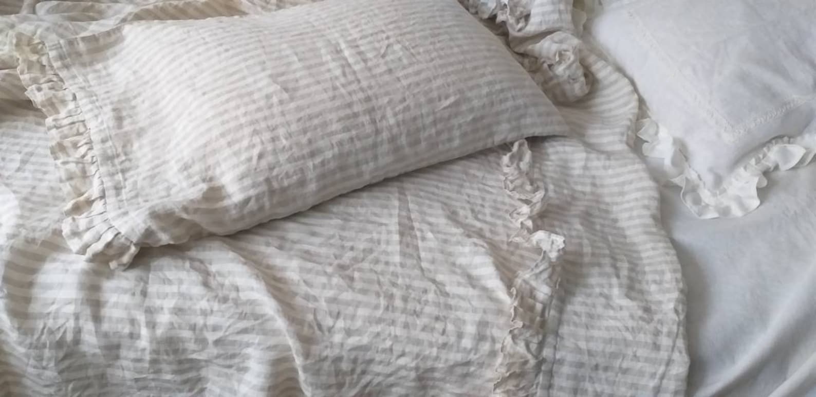 Linen Sheet With Ruffles Ruffled Linen Top Sheet Twin Queen - Etsy