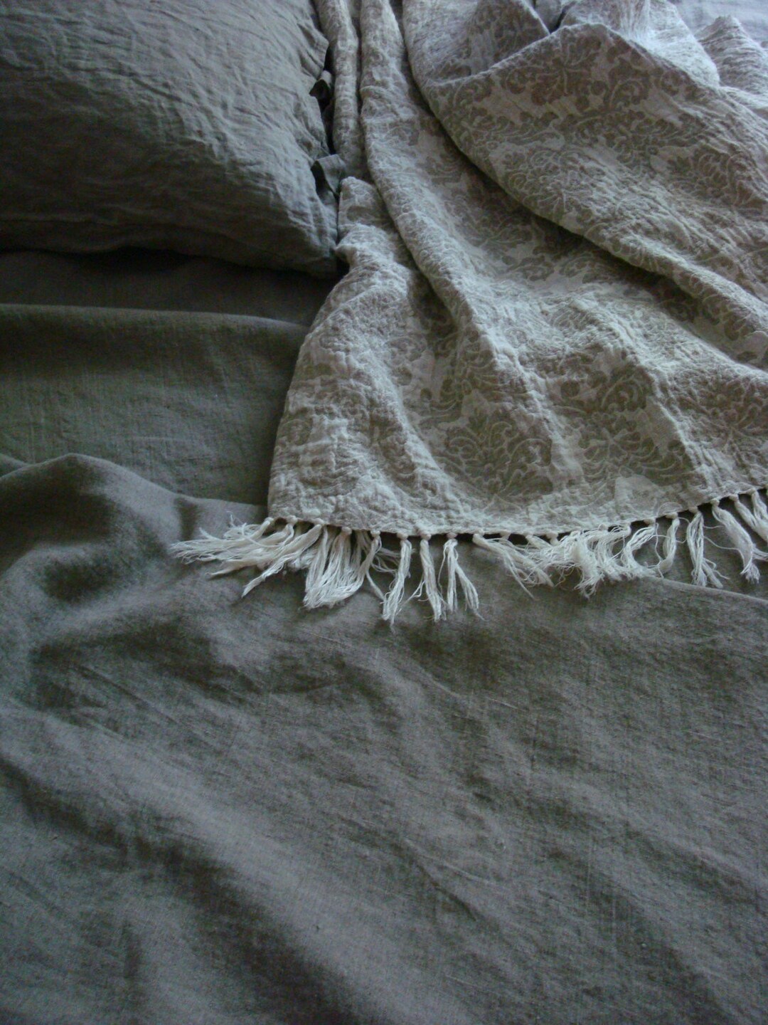 Damask Throw Blanket Summer Linen Blanket Duvet Stonewashed - Etsy