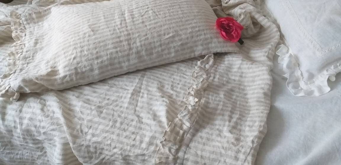 Linen Sheet With Ruffles Ruffled Linen Top Sheet Twin Queen - Etsy