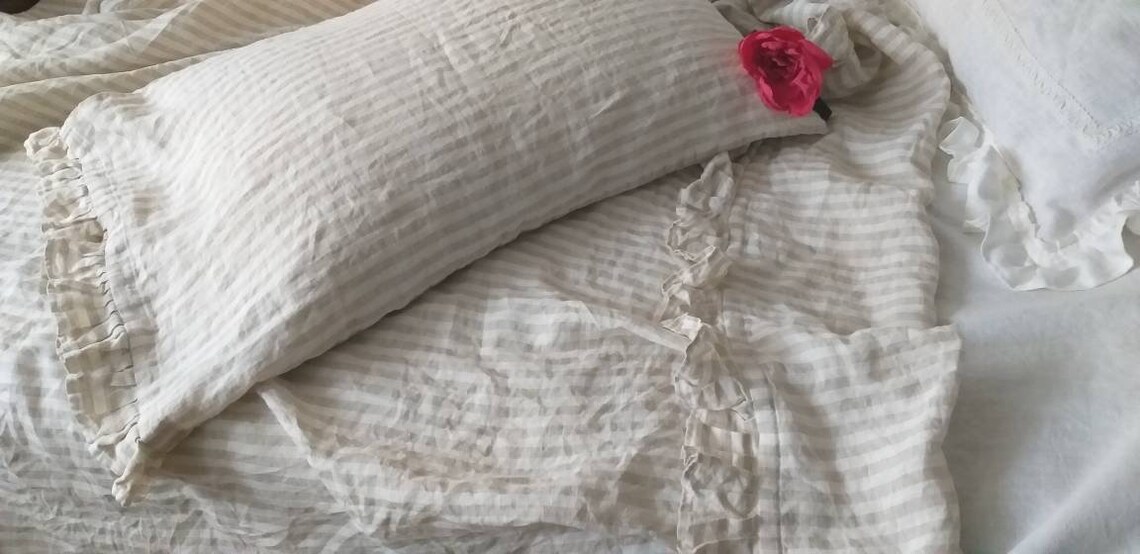 Linen Sheet With Ruffles Ruffled Linen Top Sheet Twin Queen - Etsy