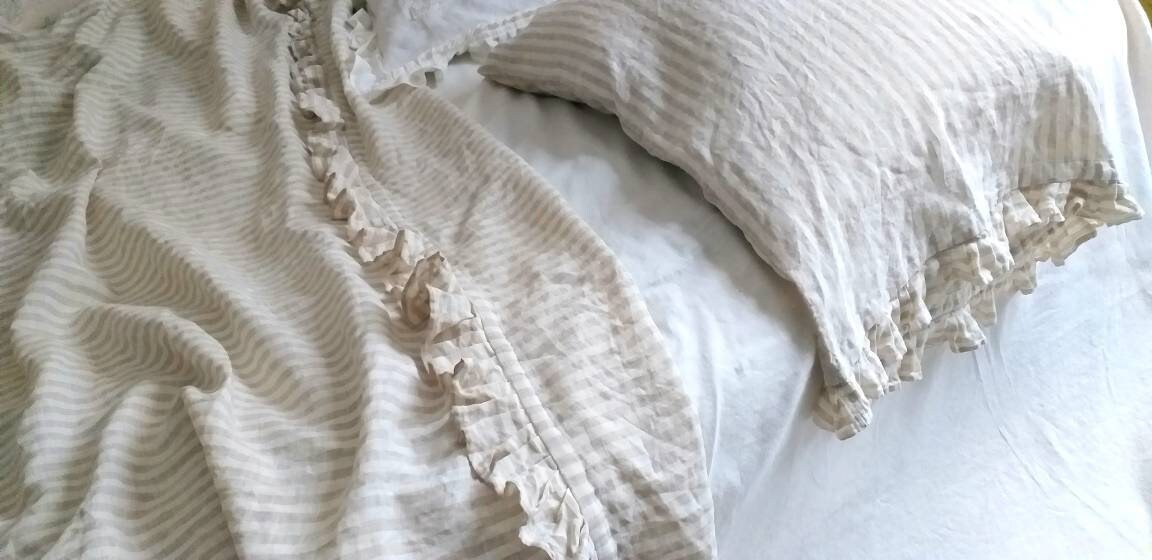 Linen Sheet With Ruffles Ruffled Linen Top Sheet Twin Queen - Etsy
