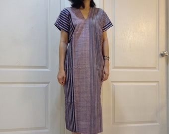 Chomthong Hand Woven Cotton Cross Over Front Dress - Etsy
