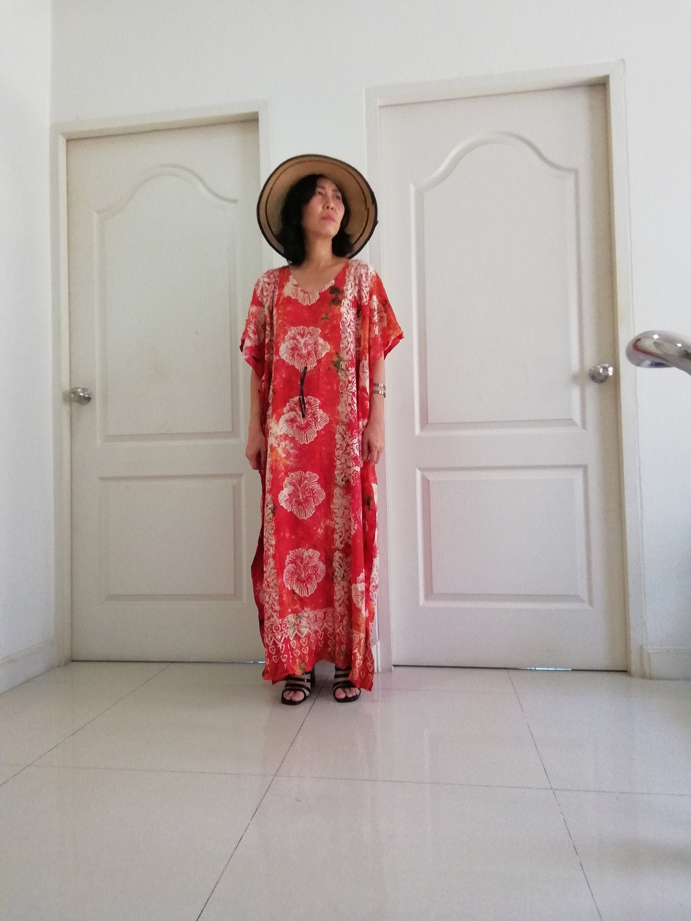 Batik Rayon Maxi Dress Kaftan Sundress Hippie & Boho Clothes - Etsy