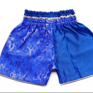 Muay Thai Boxing Shorts for Adult Blue With Silver Dragon - Etsy
