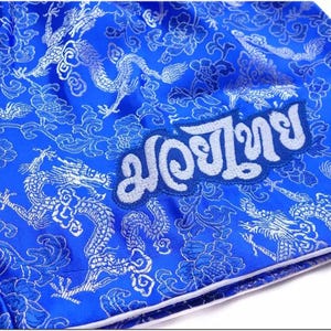 Muay Thai Boxing Shorts for Adult Blue With Silver Dragon - Etsy
