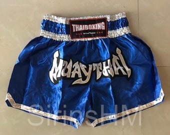 Muay Thai Boxing Shorts for Adult Blue with Silver Dragon | Etsy