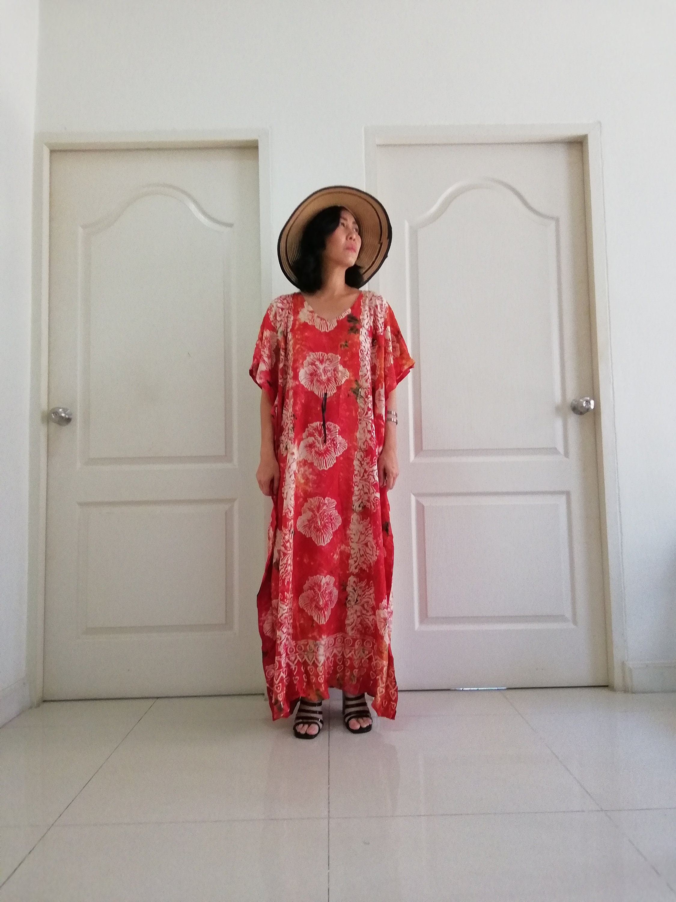 Batik Rayon Maxi Dress Kaftan Sundress Hippie & Boho Clothes - Etsy