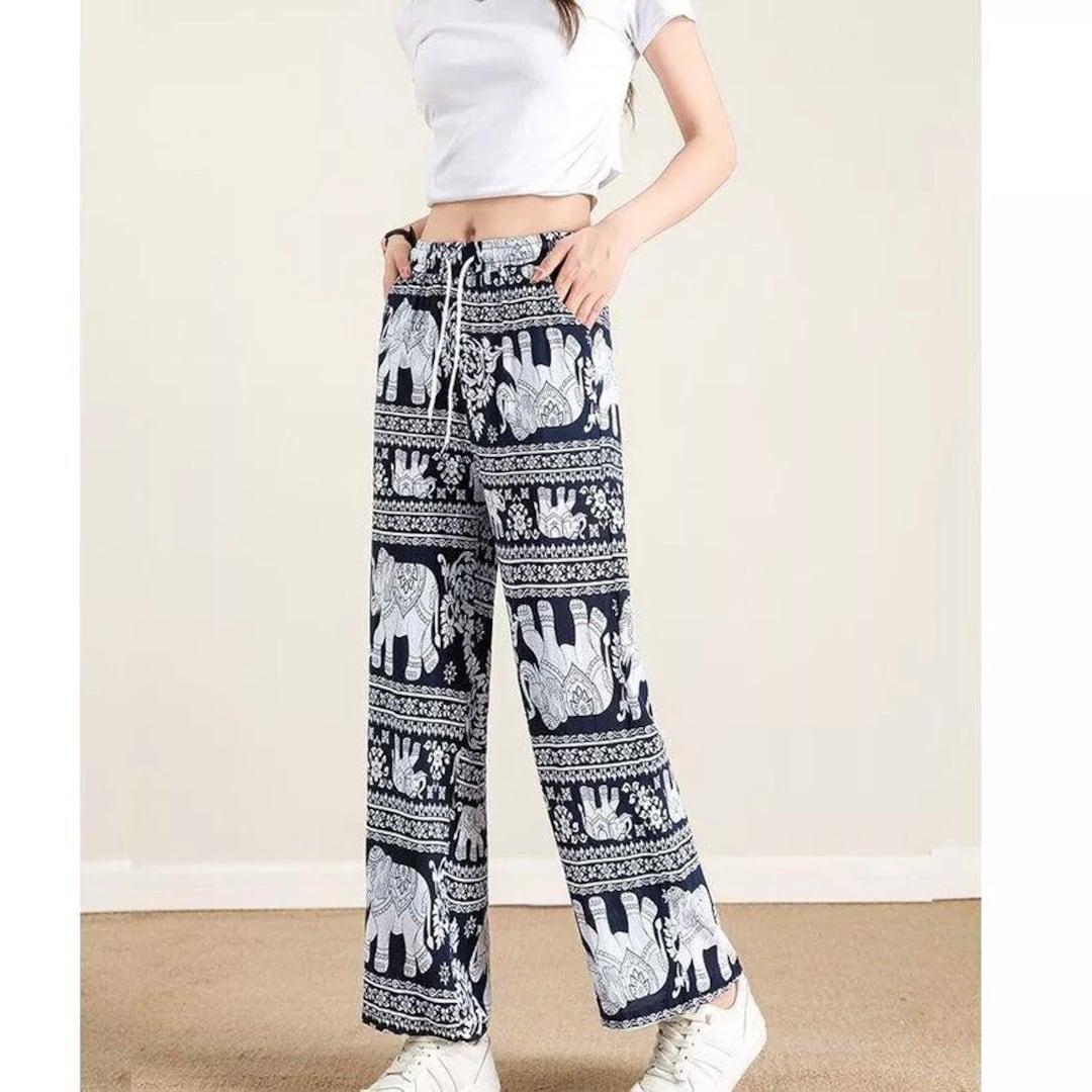 M Size Unisex Thai Elephant Pants Set D, Boho Harem Pants , Aladdin ...