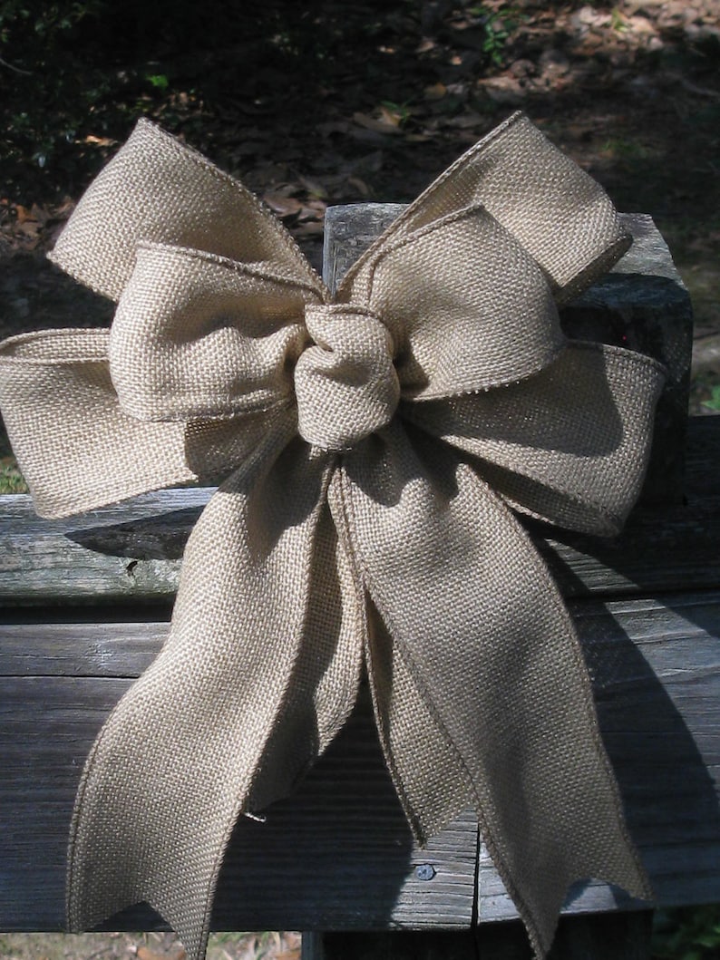 Burlap Bow- Wreath Accent- Wedding Decor- Rustic Ribbon Home Decor ...