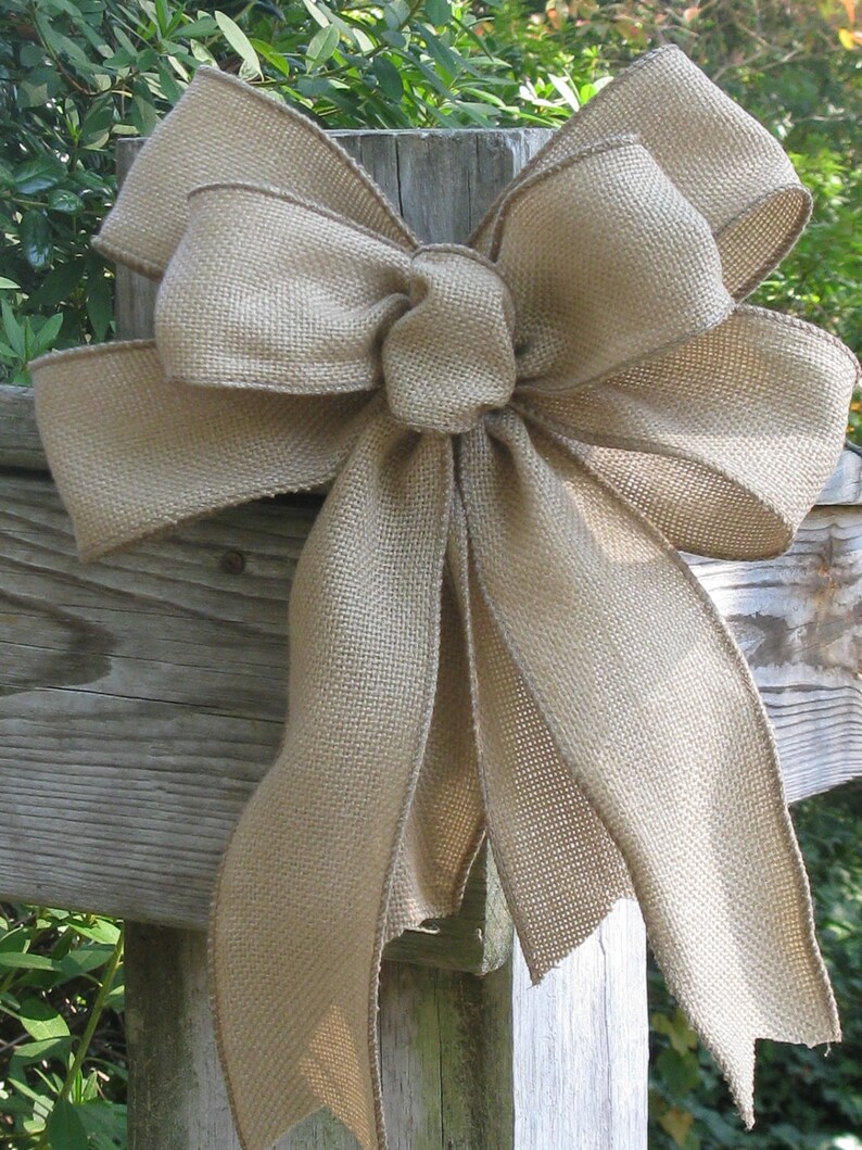 Burlap Bow- Wreath Accent- Wedding Decor- Rustic Ribbon Home Decor ...