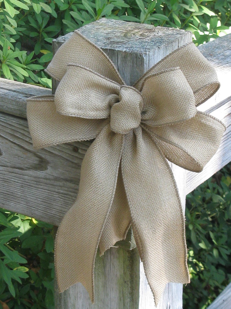 Burlap Bow- Wreath Accent- Wedding Decor- Rustic Ribbon Home Decor ...