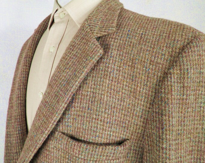 1970s Harris Tweed Mid Brown and Grey Check Wool Jacket From Stafford ...