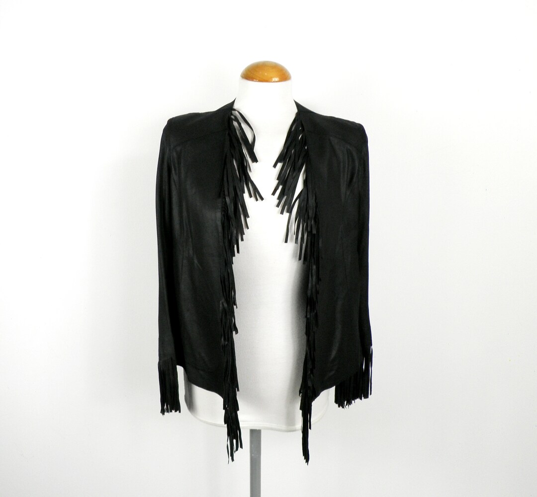 1990s New Luxury Couture Second Skin Finest Black Goat Leather Open ...