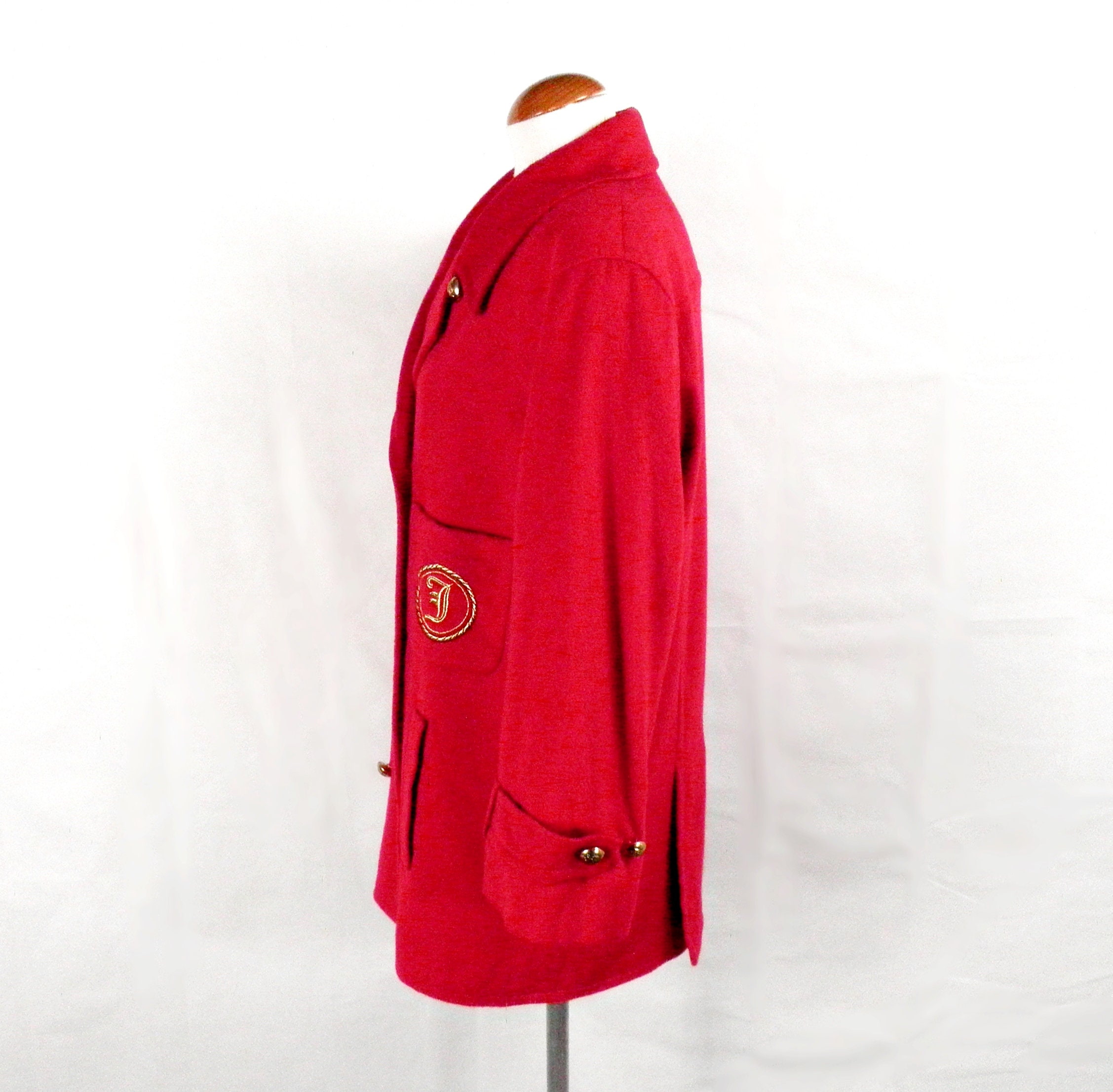 1970s Jaeger Luxury Deep Red Double Breasted Wool Jacket Made in Great ...