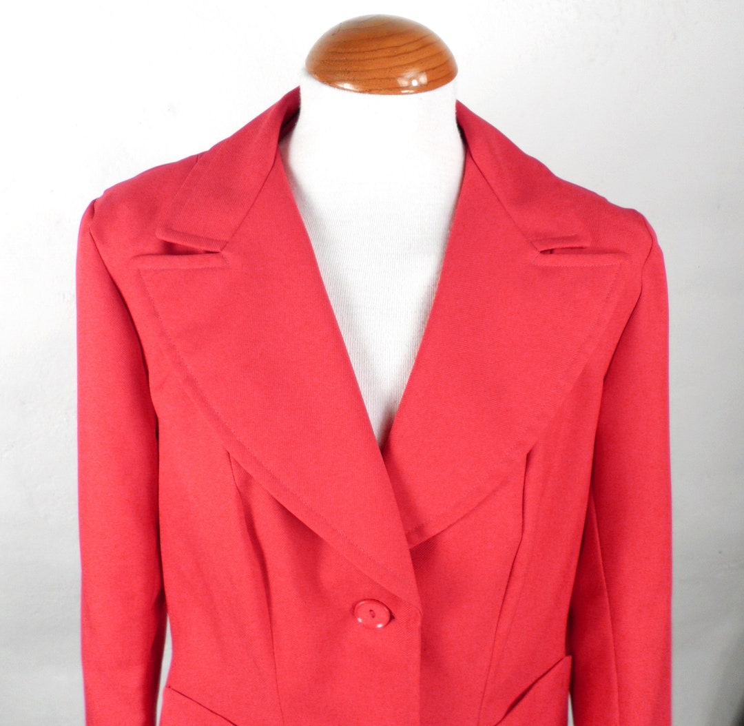 1970s Trevira Bright Red Double Breasted Jacket by Spinney Size L Boho ...