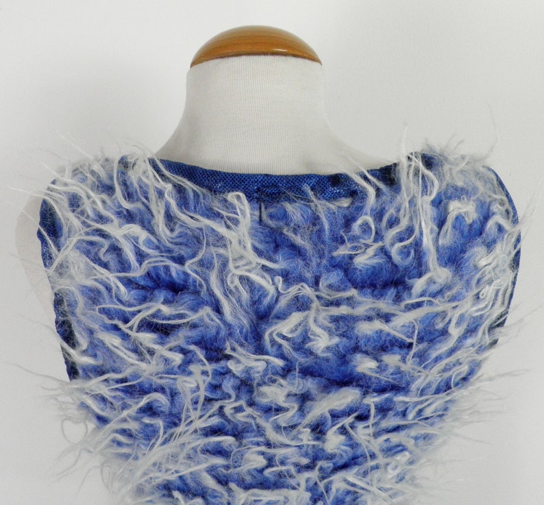 Funky Sky Walker, Cobalt Blue White and Damson, Hairy Fun Fur Cut off ...