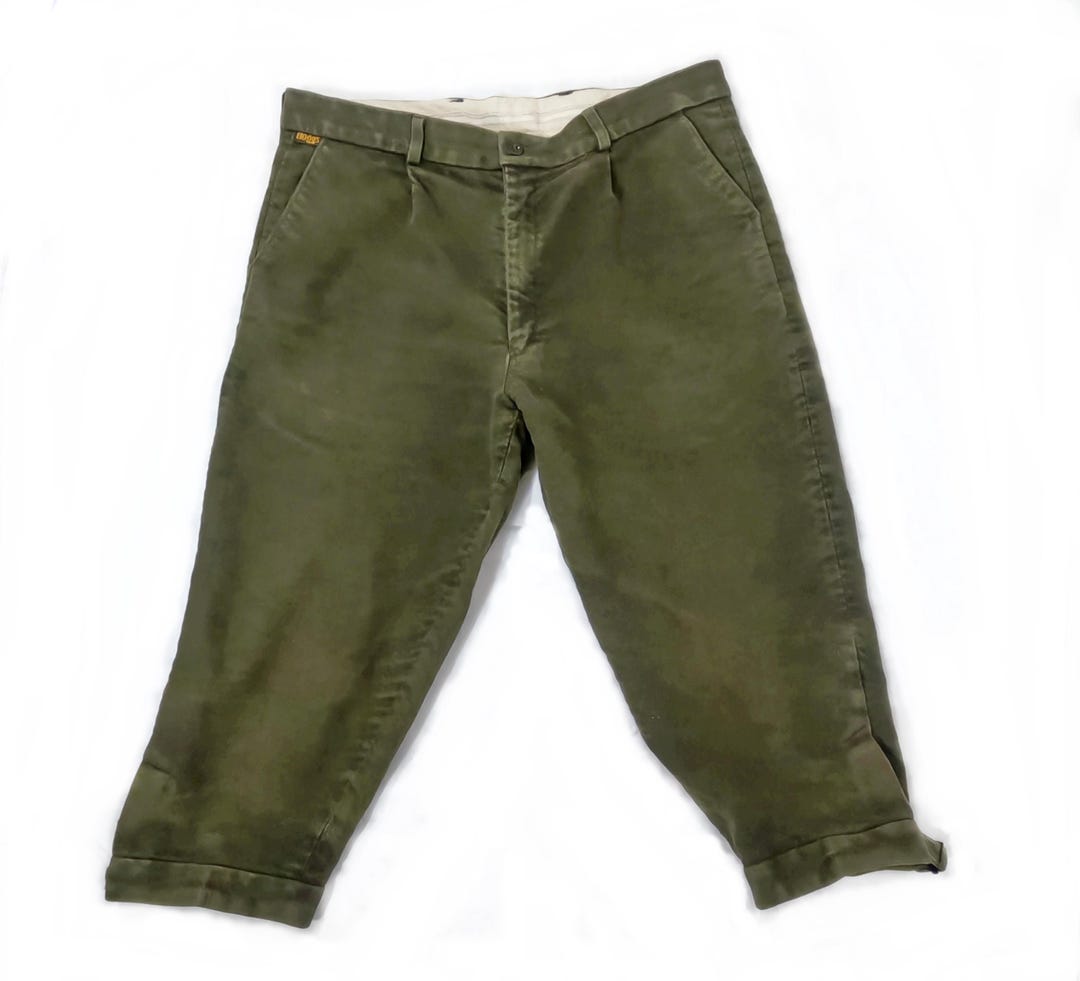 1980s Scottish Velvety Olive Green Moleskin Cotton Breeks by Hoggs Made ...