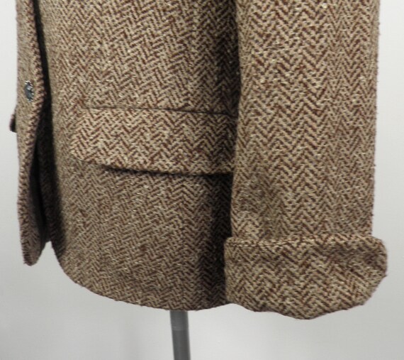 1980s Brown Herringbone Tweed Wool Jacket with Oatmea… - Gem