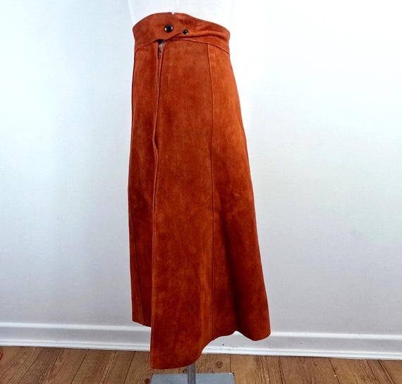 1960s Iconic Burnt Orange Thick Suede Panneled A Line… - Gem