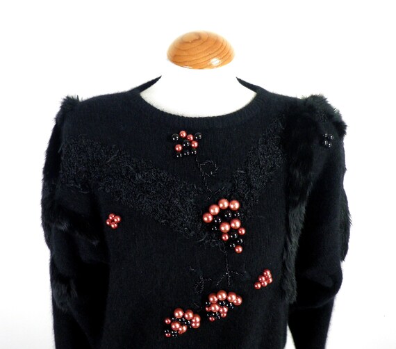 1970s Black and Copper Textural Dense Knit Lambs Wool… - Gem