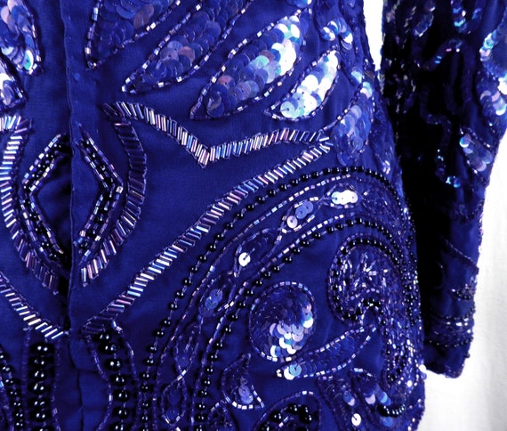 Laurence Kazan New York Midnight Blue Iridescent Sequ… - Gem
