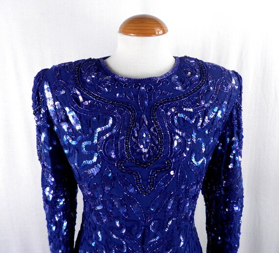 Laurence Kazan New York Midnight Blue Iridescent Sequ… - Gem
