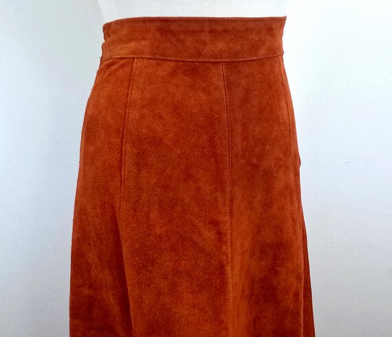 1960s Iconic Burnt Orange Thick Suede Panneled A Line… - Gem