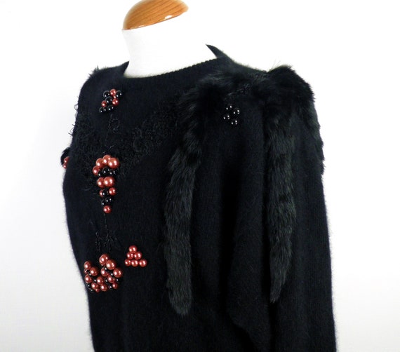 1970s Black and Copper Textural Dense Knit Lambs Wool… - Gem