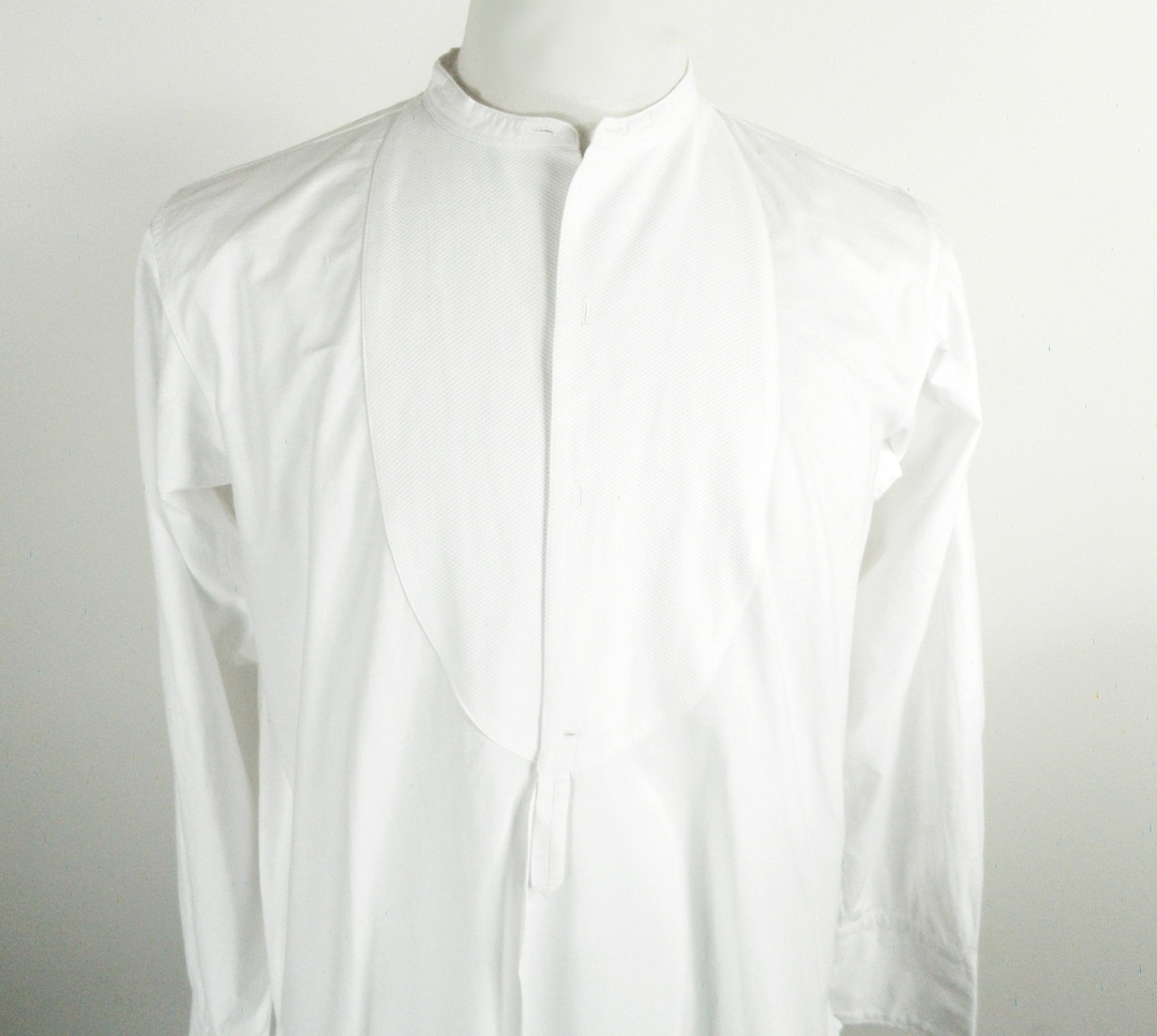 1920s Marcella Bib Front White Cotton Long Sleeve Formal Shirt by the ...