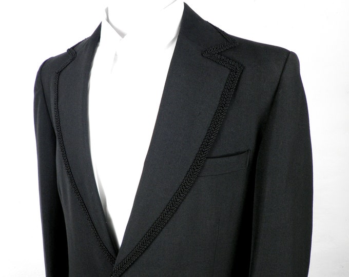 Aquascutum Tuxedo Charcoal Black Wool Tailored Trevira Dinner Jacket ...