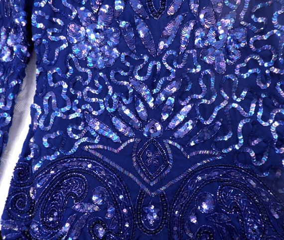 Laurence Kazan New York Midnight Blue Iridescent Sequ… - Gem