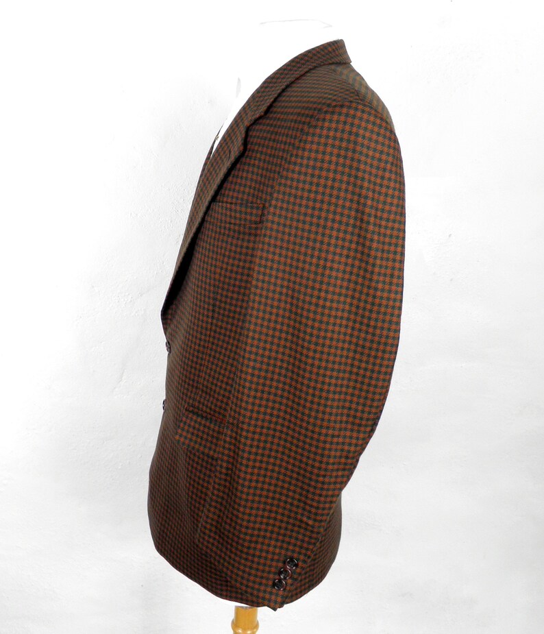 1970s Dark Green and Burnt Orange Check Tweed Wool Jacket by | Etsy