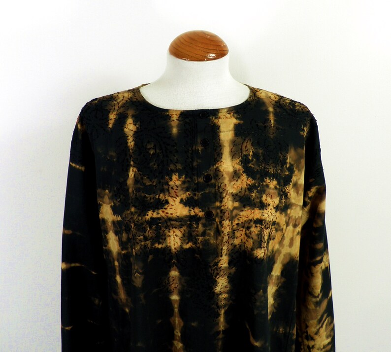 Magical Black Brown and Sand Bleach Dyed Embroidered Cotton - Etsy UK