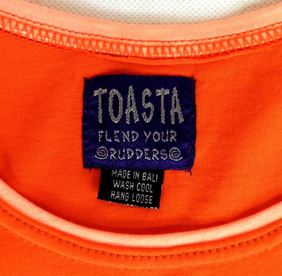 1990s New Neon Orange and Blue Panelled Rave Vest wit… - Gem