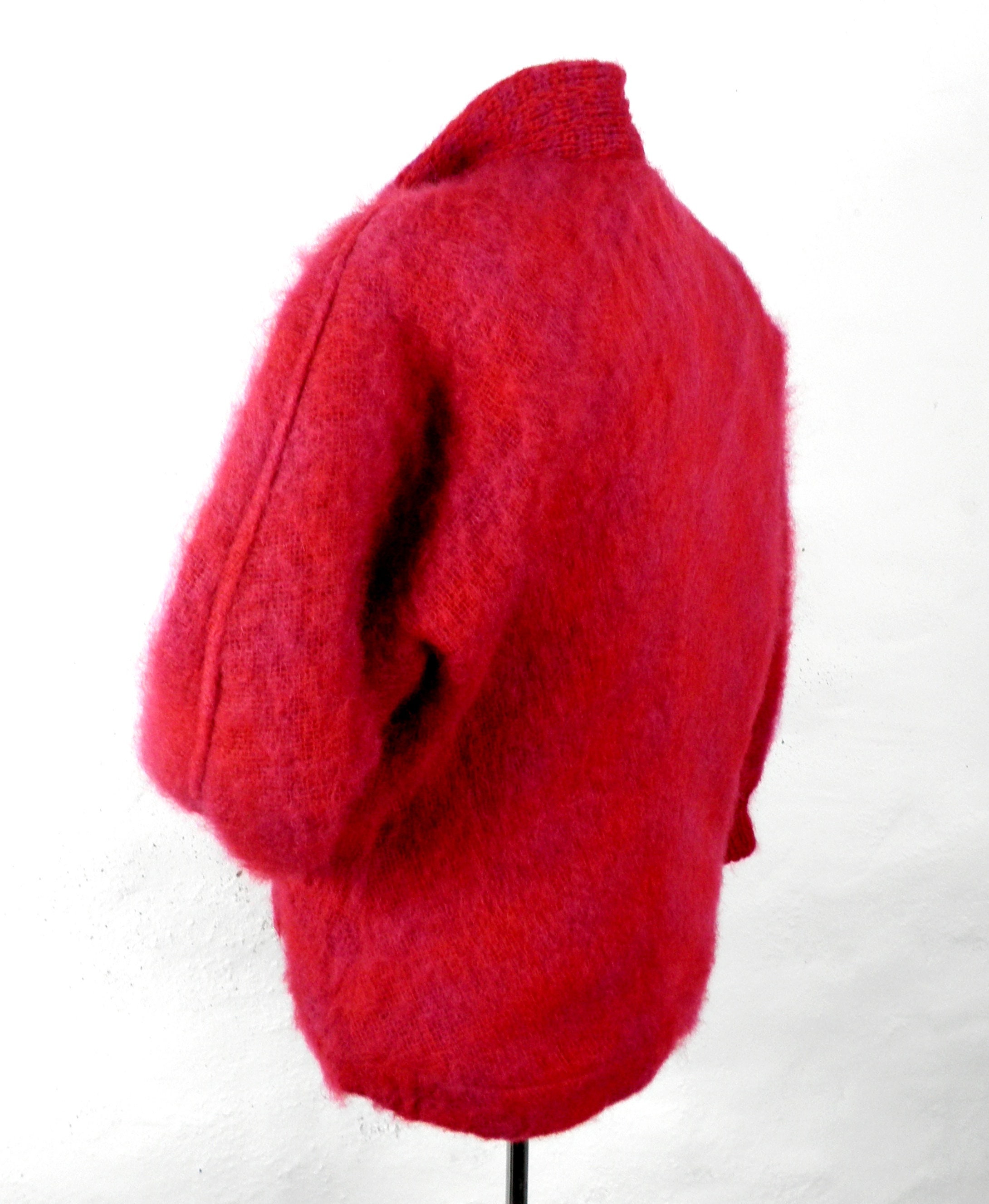 Irish Handwoven Red and Deep Pink Mohair and Wool Zip Jacket | Etsy