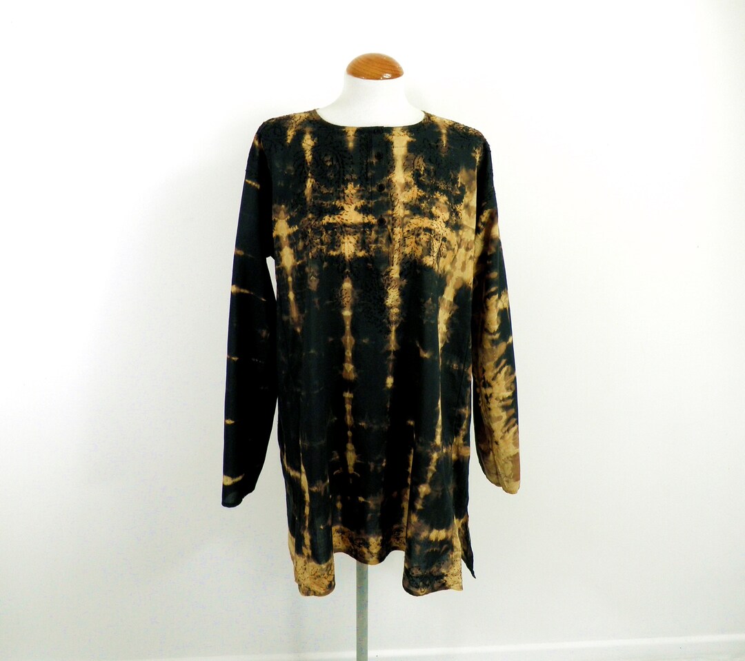 Magical Black Brown and Sand Bleach Dyed Embroidered Cotton - Etsy UK