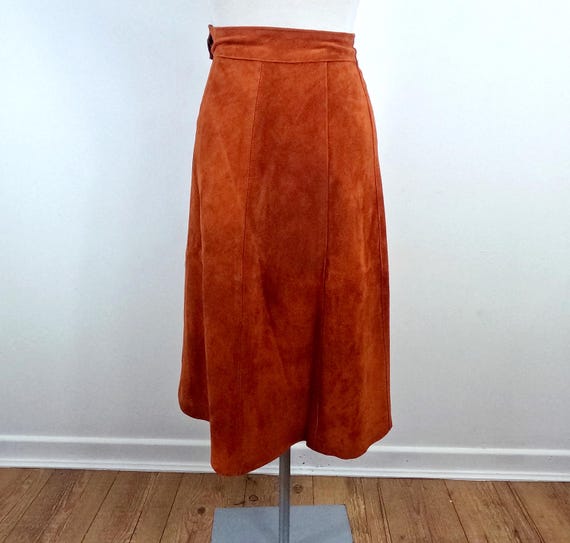 1960s Iconic Burnt Orange Thick Suede Panneled A Line… - Gem