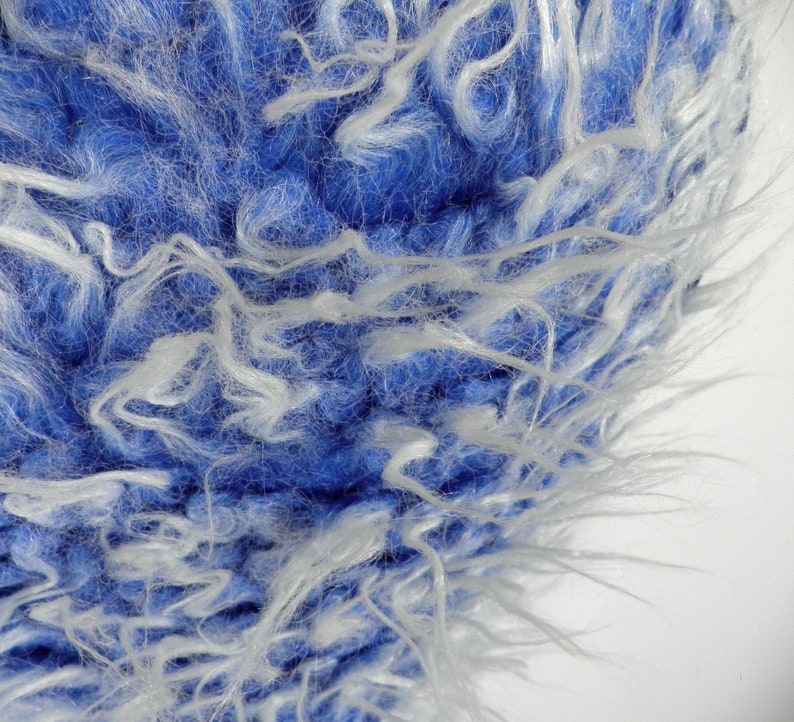 Funky Sky Walker, Cobalt Blue White and Damson, Hairy Fun Fur Cut off ...