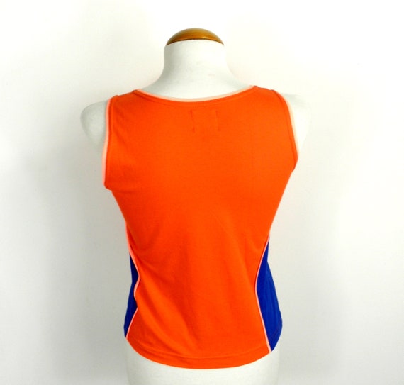 1990s New Neon Orange and Blue Panelled Rave Vest wit… - Gem