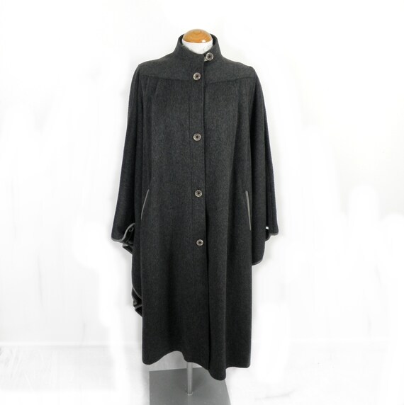 1960s Austrian Dark Grey Wool Trachten Long Cape With Mandarin | Etsy