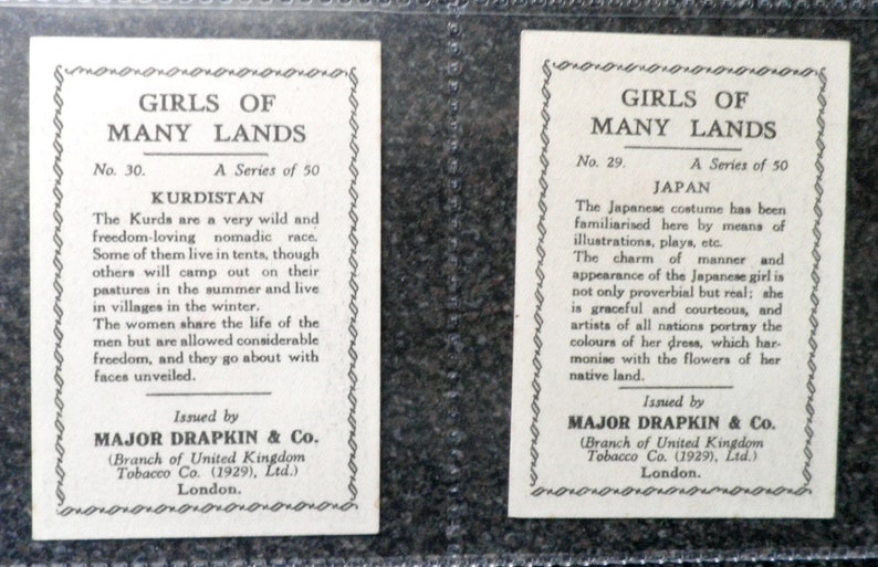 Girls of Many Lands Complete Set of 50 by Major Drapkin Cigarette Cards ...