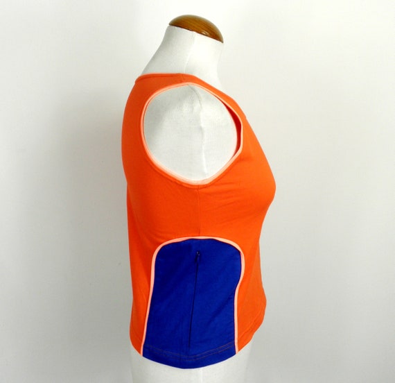 1990s New Neon Orange and Blue Panelled Rave Vest wit… - Gem