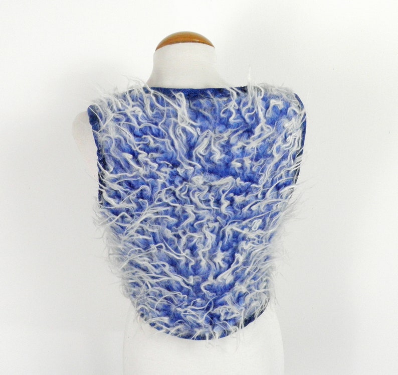 Funky Sky Walker, Cobalt Blue White and Damson, Hairy Fun Fur Cut off ...