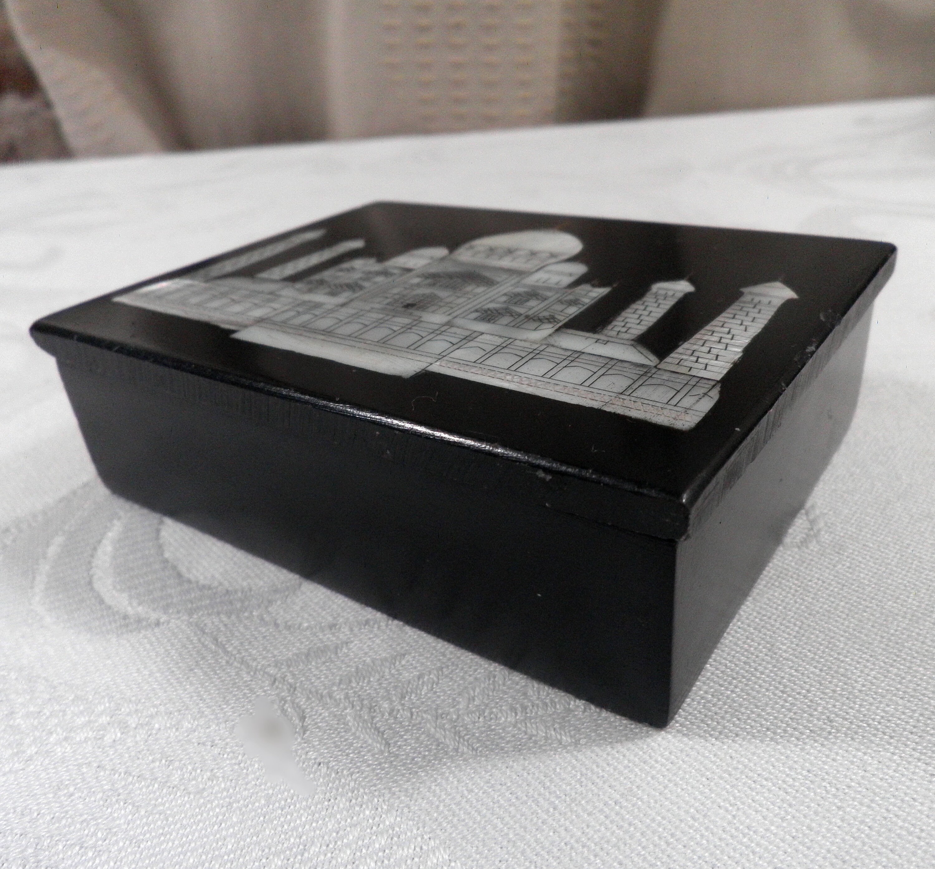 Black Marble Trinket Box With Intricate Mother of Pearl Inlay | Etsy