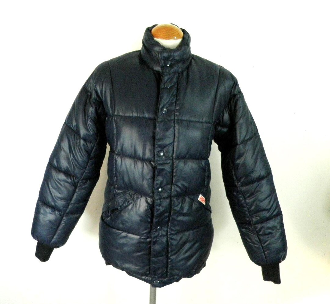 1980s Original PUFFA Navy Blue Nylon Quilted Zipped Jacket Made in ...
