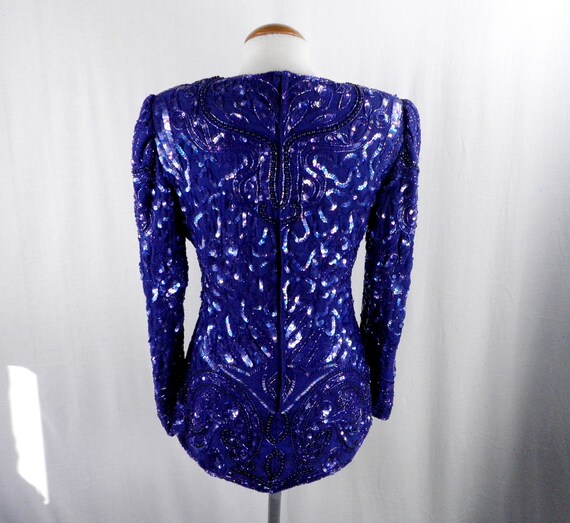 Laurence Kazan New York Midnight Blue Iridescent Sequ… - Gem