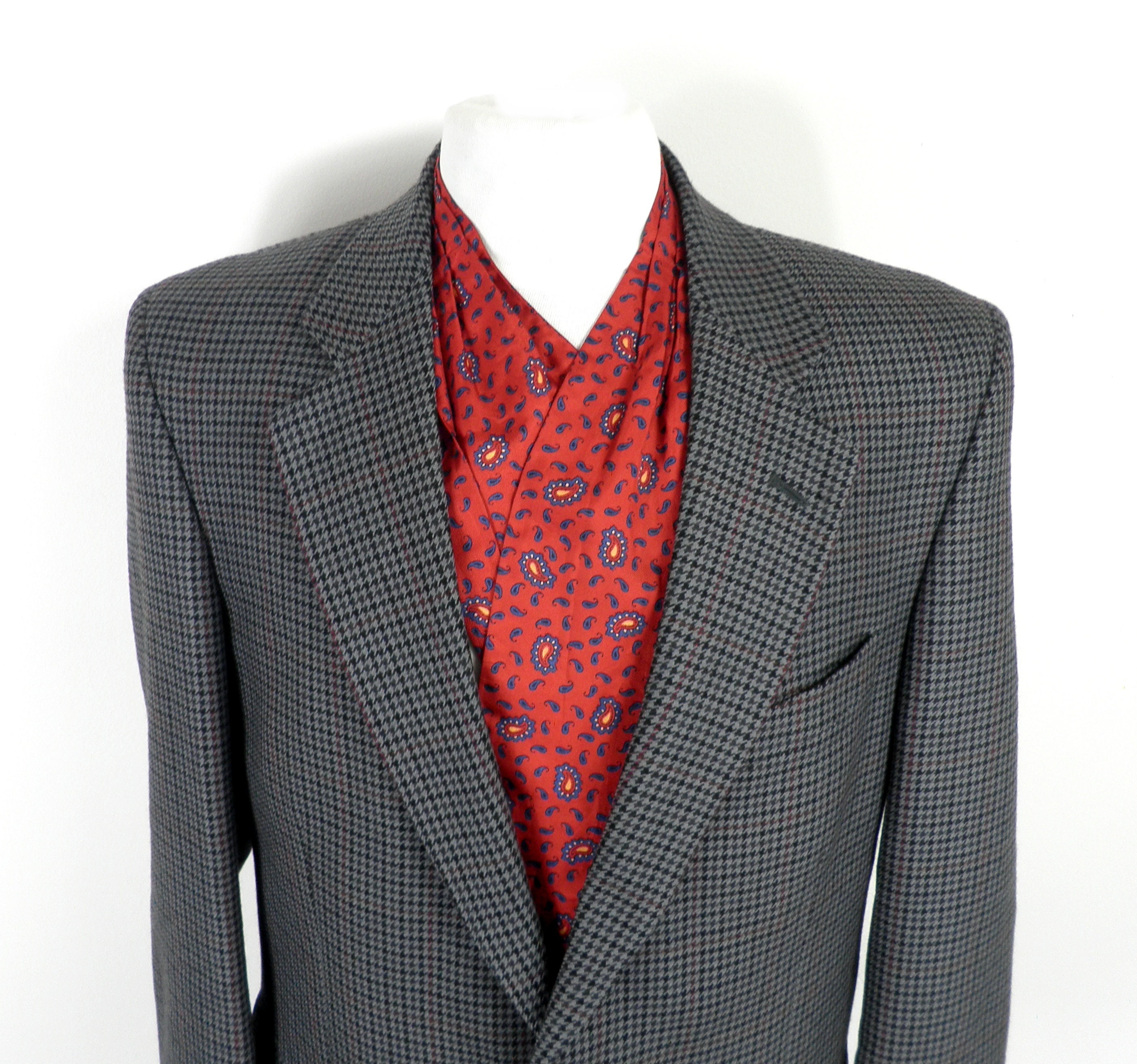 1970s Black and Dark Grey Dogtooth Check Tweed Wool Tailored Blazer ...