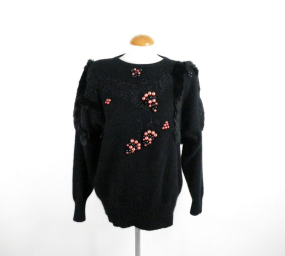 1970s Black and Copper Textural Dense Knit Lambs Wool… - Gem