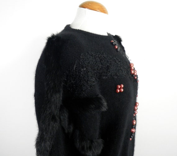 1970s Black and Copper Textural Dense Knit Lambs Wool… - Gem
