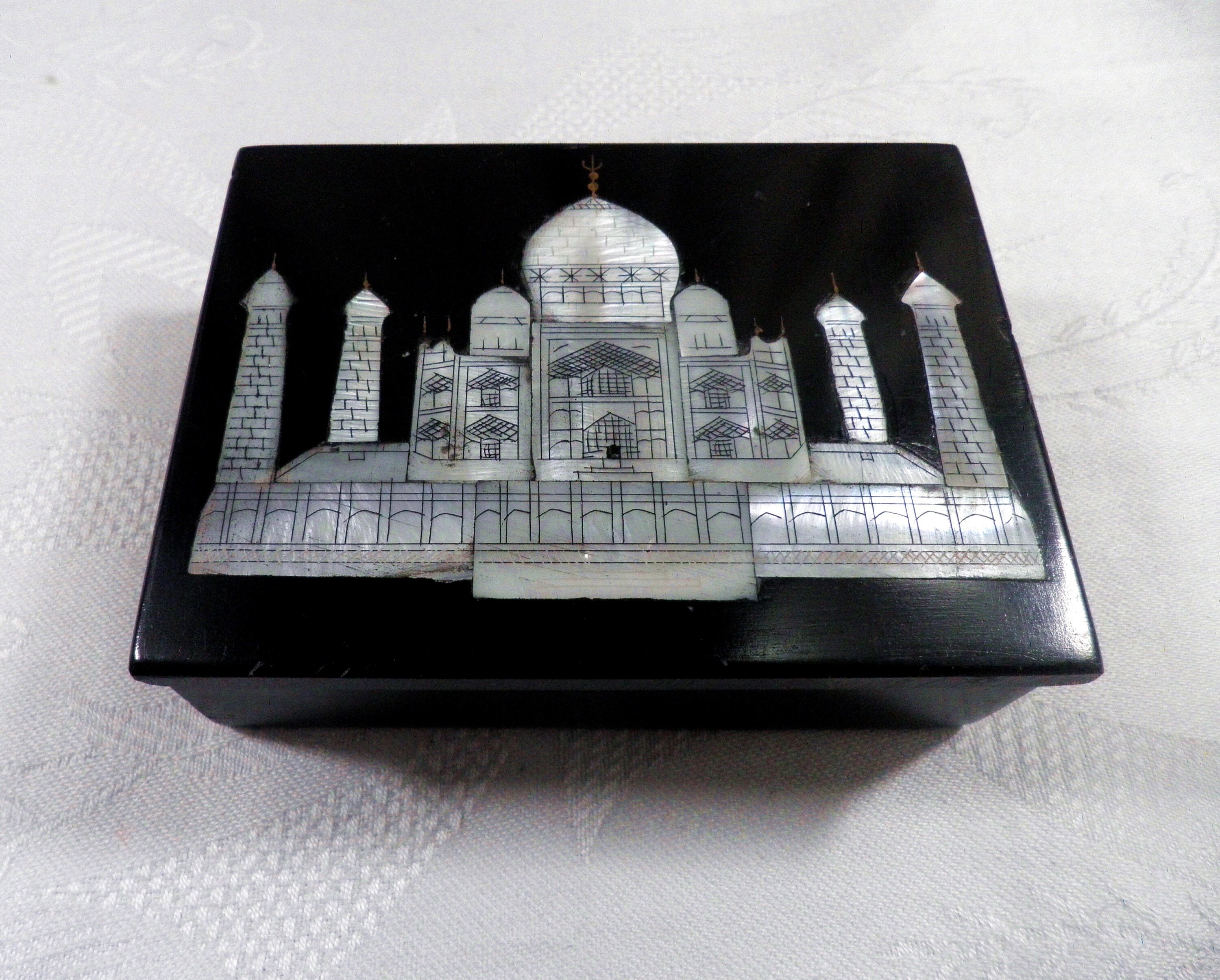 Black Marble Trinket Box With Intricate Mother of Pearl Inlay | Etsy